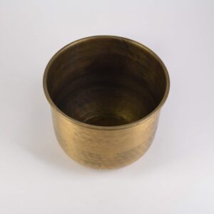 Serene Spaces Living Medium Antiqued Brass Vase - Simple Design with Curved Base Accent Piece, 5.75" Tall and 6" Diameter