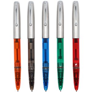 5 PCS Jinhao 51A Plastic Fountain Pen Set, Transparent, Diversity Color(Blue, Green, Grey, Orange, Red)