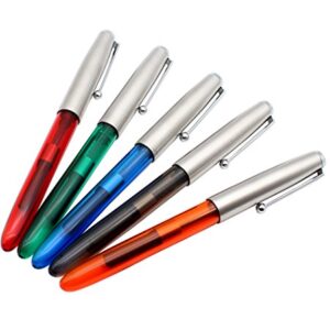 5 PCS Jinhao 51A Plastic Fountain Pen Set, Transparent, Diversity Color(Blue, Green, Grey, Orange, Red)