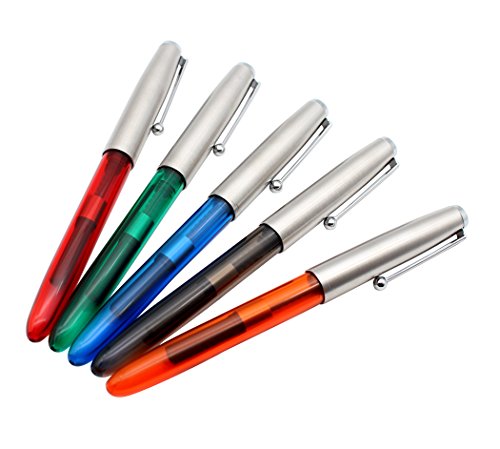 5 PCS Jinhao 51A Plastic Fountain Pen Set, Transparent, Diversity Color(Blue, Green, Grey, Orange, Red)