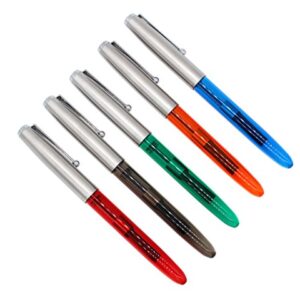 5 PCS Jinhao 51A Plastic Fountain Pen Set, Transparent, Diversity Color(Blue, Green, Grey, Orange, Red)