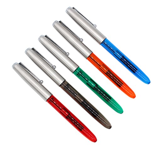 5 PCS Jinhao 51A Plastic Fountain Pen Set, Transparent, Diversity Color(Blue, Green, Grey, Orange, Red)