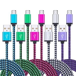 fivebox micro usb charger cable, 5-pack 6ft micro usb cable cord braided fast charging phone charger for samsung galaxy j3 j7 s6 s7 edge, tablet, lg stylo 2/3 lg g3 g4 k30 k20 plus, old kindle 7 8 10