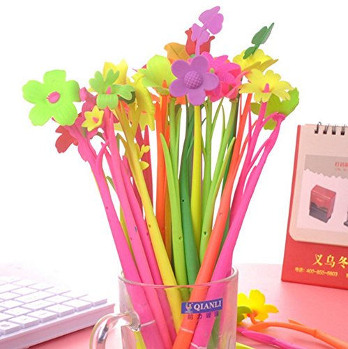 WIN-MARKET Fashion Cute Colorful Cute Kawaii Lovely Flower Flora Leaf Gel Ball Pen Office School Supply Stationery (8PCS)