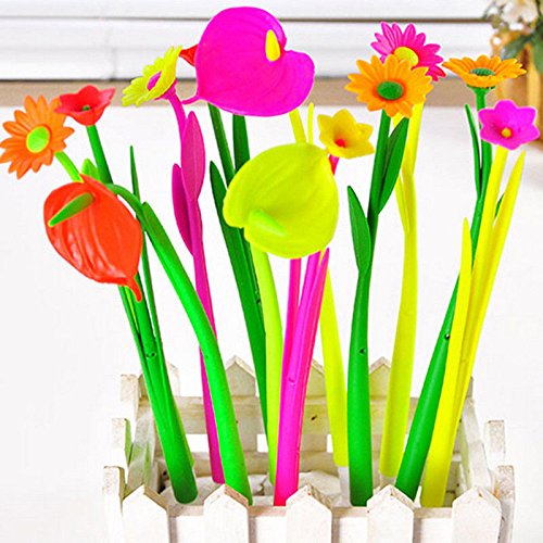 WIN-MARKET Fashion Cute Colorful Cute Kawaii Lovely Flower Flora Leaf Gel Ball Pen Office School Supply Stationery (8PCS)