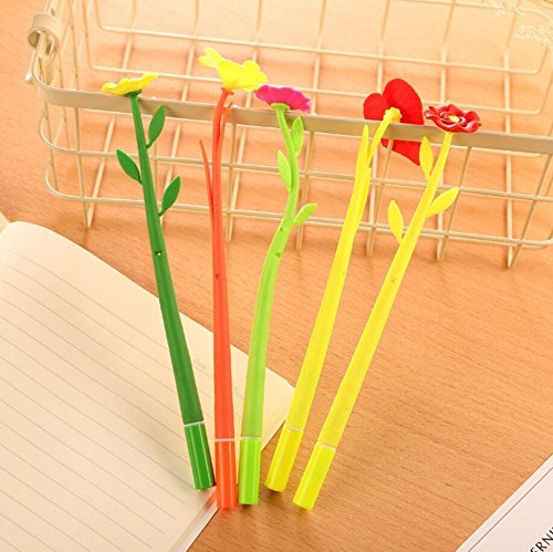 WIN-MARKET Fashion Cute Colorful Cute Kawaii Lovely Flower Flora Leaf Gel Ball Pen Office School Supply Stationery (8PCS)