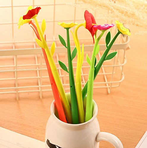 WIN-MARKET Fashion Cute Colorful Cute Kawaii Lovely Flower Flora Leaf Gel Ball Pen Office School Supply Stationery (8PCS)