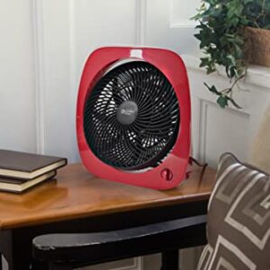 Comfort Zone CZ110RD 10" 3-Speed Square Turbo Desk Fan with 180-Degree Adjustable Tilt Head, Red