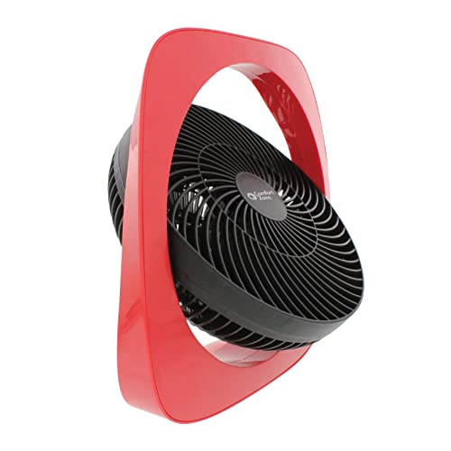 Comfort Zone CZ110RD 10" 3-Speed Square Turbo Desk Fan with 180-Degree Adjustable Tilt Head, Red