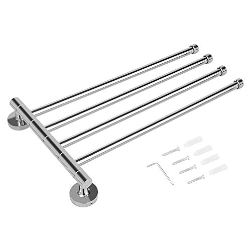 Asixx Towel Rack, Towel Rack, Wall Mounted Rotating Towel Holder with 4 Swivel Bars for Home Kitchen Bathroom