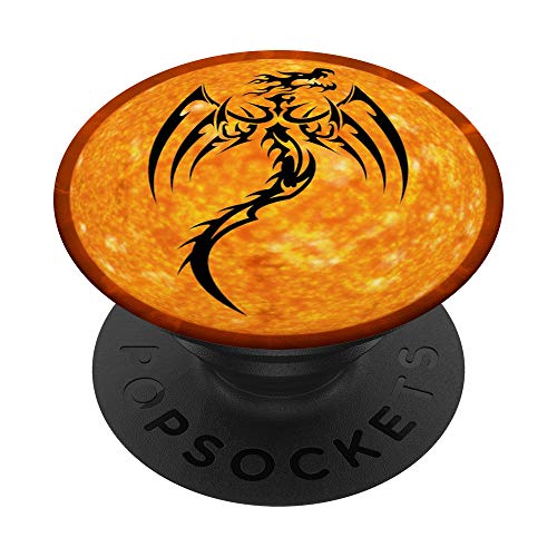 Fire Dragon Orange black design PopSockets PopGrip: Swappable Grip for Phones & Tablets