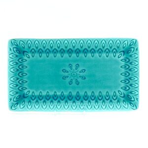 euro ceramica pk- peacock rectangular platter, one size, lagoon