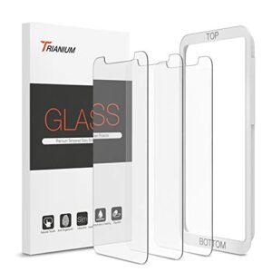 trianium tempered glass screen protector designed for apple iphone 11 (2019) / iphone xr (2018), 3 pack hd 0.25mm glass 9h film (w/alignment case tool included)