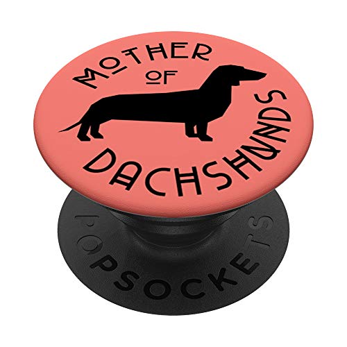 Funny Dachsund Weiner Weenie Dog Lover Mom on Coral PS14036 PopSockets PopGrip: Swappable Grip for Phones & Tablets