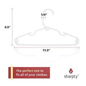 Sharpty Kids Plastic Hangers, Children's Hangers for Baby, Toddler, and Child Clothes - Everyday Standard Use - Ideal for Boys and Girls Closet, Clothing, Pants, Coats, and More - White, 60 Pack