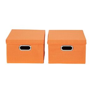 Household Essentials 702-1 Bin Lids and Handles | 2 Pack | Orange Fabric Box Set, Tangerine, 2 Count