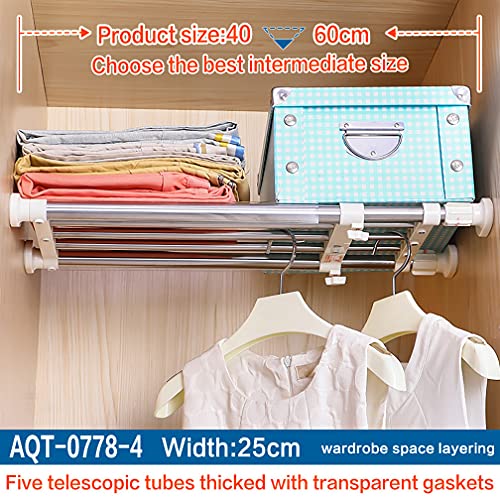 Hershii Closet Tension Shelf & Rod Expandable Metal Storage Rack Adjustable Organizer DIY Divider Separator for Cabinet Wardrobe Cupboard Kitchen Bathroom，15.74-23.62inches, 1 pcs