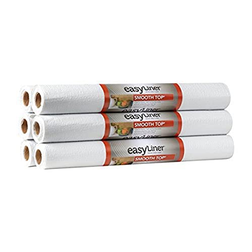 Duck Smooth Top Easy Liner Shelf Liner 20" Wide Kitchen Pack, 6-Rolls, Each 6' Length, White