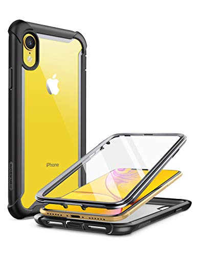 i-Blason Ares Case for iPhone XR 2018, Full-Body Rugged Clear Bumper Case with Built-in Screen Protector (Black)