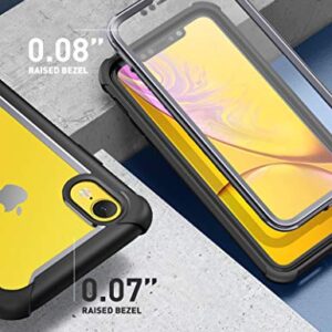 i-Blason Ares Case for iPhone XR 2018, Full-Body Rugged Clear Bumper Case with Built-in Screen Protector (Black)