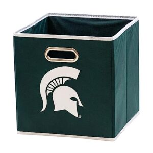 franklin sports ncaa michigan state spartans collapsible storage bin - made to fit storage bin shelf organizers - 10.5" x 10.5"