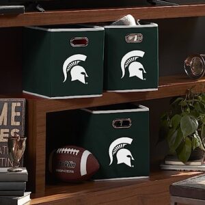 Franklin Sports NCAA Michigan State Spartans Collapsible Storage Bin - Made to Fit Storage Bin Shelf Organizers - 10.5" x 10.5"