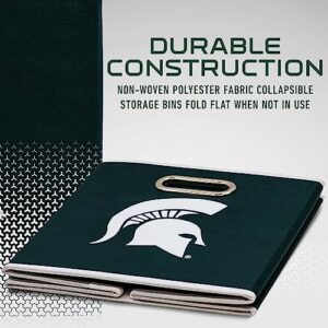 Franklin Sports NCAA Michigan State Spartans Collapsible Storage Bin - Made to Fit Storage Bin Shelf Organizers - 10.5" x 10.5"