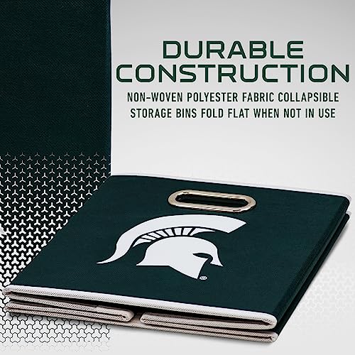 Franklin Sports NCAA Michigan State Spartans Collapsible Storage Bin - Made to Fit Storage Bin Shelf Organizers - 10.5" x 10.5"