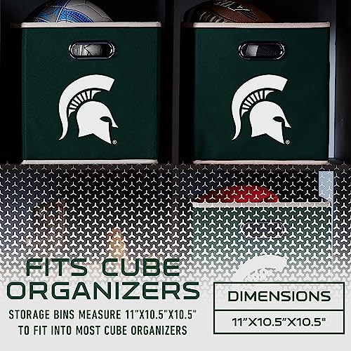 Franklin Sports NCAA Michigan State Spartans Collapsible Storage Bin - Made to Fit Storage Bin Shelf Organizers - 10.5" x 10.5"