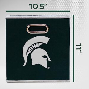 Franklin Sports NCAA Michigan State Spartans Collapsible Storage Bin - Made to Fit Storage Bin Shelf Organizers - 10.5" x 10.5"