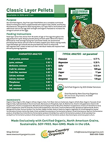 New Country Organics Soy-Free Layer Pellets for Laying Hens, 35 lbs