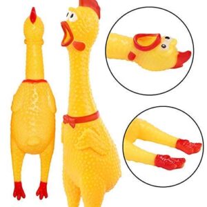 LEGEND SANDY Screaming Chicken Dog Toys,Yellow Rubber Squaking Chicken Toy Novelty and Durable Rubber Chicken for Dogs,Rubber Chickens Value 3 Pack