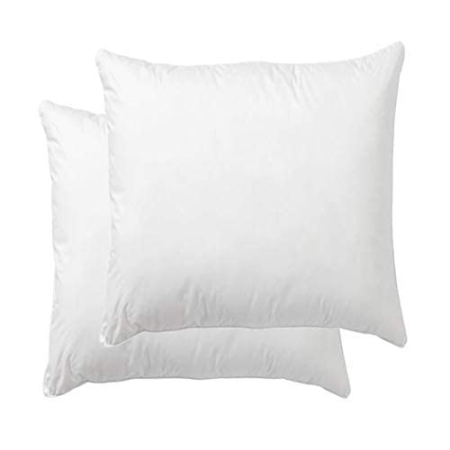 Danmitex Square Throw Pillow Insert, Decorative Pillow Stuffer, Down and Feather Filled, Cotton Fabric (White), 20x20, Set of 2, Suitable for Home, Bed