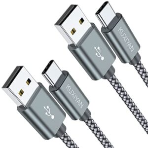 usb a to usb c cable 3a fast charging, (2-pack 3ft) type c charge cord compatible with samsung galaxy s10 s9 s8 plus,a11 a10 a20 a51, note 10 9 8, lg g6 g7 v20 v30 v40,moto z,usb c charger(gray)