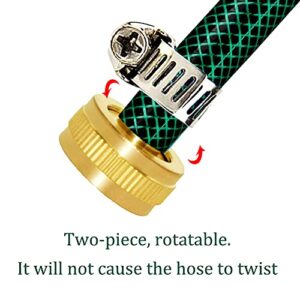 Joywayus 5/8" Barb x 3/4" Female GHT Thread Swivel Round Brass Garden Water Hose Pipe Connector Copper Fitting with Stainless Clamp House/Boat/Lawn/Power Wash/Irrigation