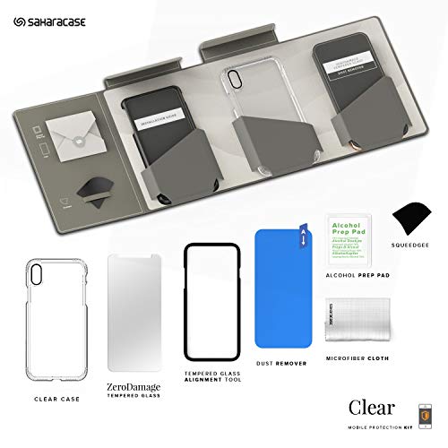 SaharaCase-Crystal Series Case Cover with Tempered Glass Kit Shockproof Heavy Duty Military Grade Drop Tested Apple iPhone Xs MAX 6.5" (2018) Clear