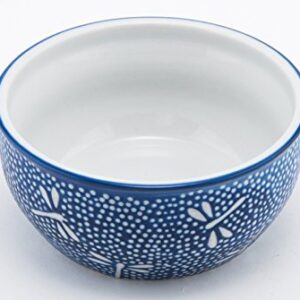 Microwave Ceramic Bowl With Lid Ideal For Food Prep Food Storage Meal Planning (Blue Dragonfly 5")