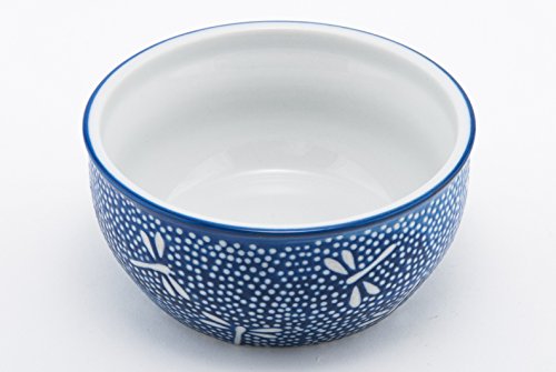 Microwave Ceramic Bowl With Lid Ideal For Food Prep Food Storage Meal Planning (Blue Dragonfly 5")