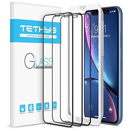 TETHYS Glass Screen Protector Designed For iPhone 11 / iPhone XR (6.1") [Edge to Edge Coverage] Full Protection Durable Tempered Glass Compatible iPhone XR/11 [Guidance Frame Include] - Pack of 3