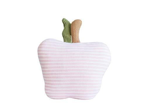 Creative Co-Op Cotton Knit Apple Pillow, 12"L x 12"H, Pink/White