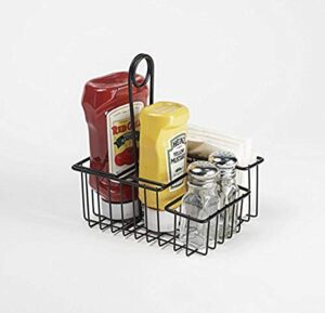 g.e.t. 4-31696 4 compartment condiment caddy, teflon coated, 8" x 6.5", black