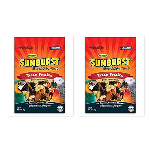 Higgins 2 Pack Sunburst True Fruits Gourmet Treats for Conures, Parrots & Macaws, 5 oz. ea. Fast Delivery!!