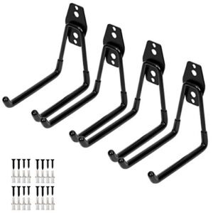 whrsinlor wall mount heavy duty double utility tools hooks with anti-slip coating for garage storage organizer shovels chair hose, 4 pack 5 inches garage hooks…