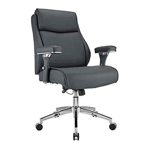 Realspace® Modern Comfort Keera Bonded Leather Mid-Back Manager's Chair, Gray/Chrome, BIFMA Certified