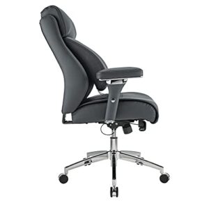 Realspace® Modern Comfort Keera Bonded Leather Mid-Back Manager's Chair, Gray/Chrome, BIFMA Certified