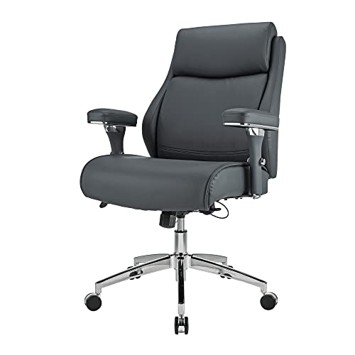 Realspace® Modern Comfort Keera Bonded Leather Mid-Back Manager's Chair, Gray/Chrome, BIFMA Certified