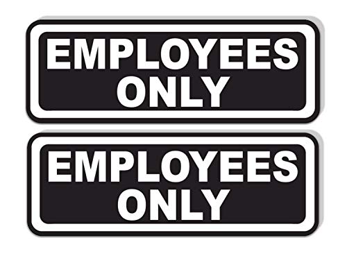 Employees Only Sticker for Doors (Pack of 2) | Black and White Laminated Vinyl 7.75 x 2.5-inches | Retail Compliance Signs for Restaurants, Retail Stores, Salons, Gas Stations, and Other