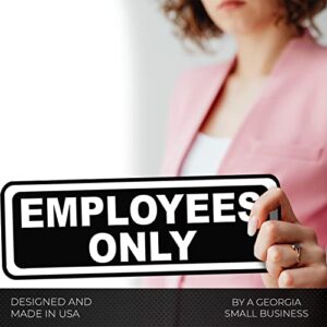 Employees Only Sticker for Doors (Pack of 2) | Black and White Laminated Vinyl 7.75 x 2.5-inches | Retail Compliance Signs for Restaurants, Retail Stores, Salons, Gas Stations, and Other