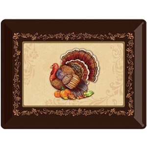 creative converting turkey plastic tray, 12" x 16", multi-color