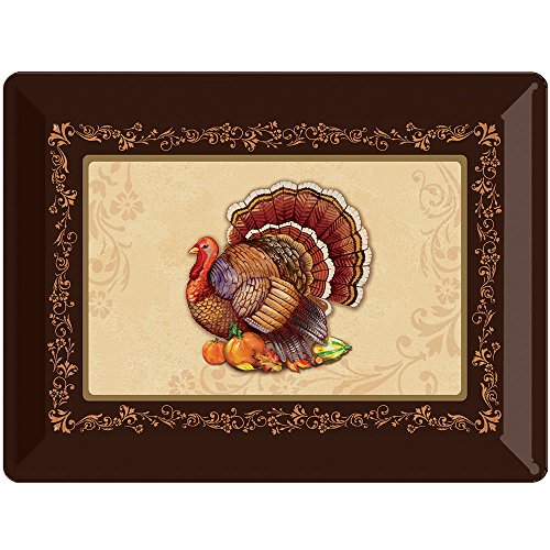 Creative Converting Turkey Plastic Tray, 12" x 16", Multi-color